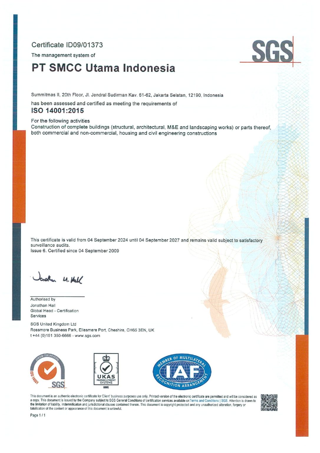 ISO 14001 SMCC Utama - PT SMCC UTAMA INDONESIA